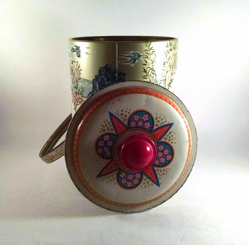 Asian Tin Vintage Tin With Lid Container Holder Asian - Etsy