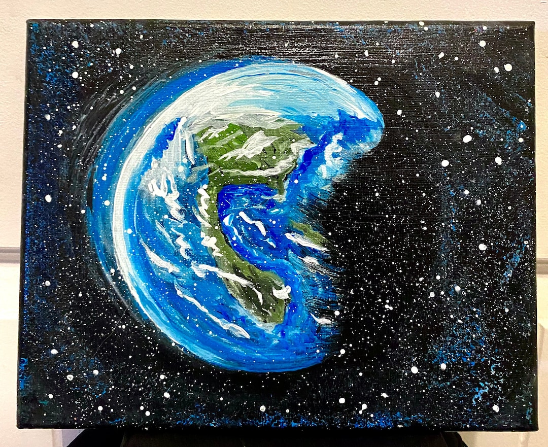 Planet Earth Painting, Broken Planet Art, Earth From Space Art in ...