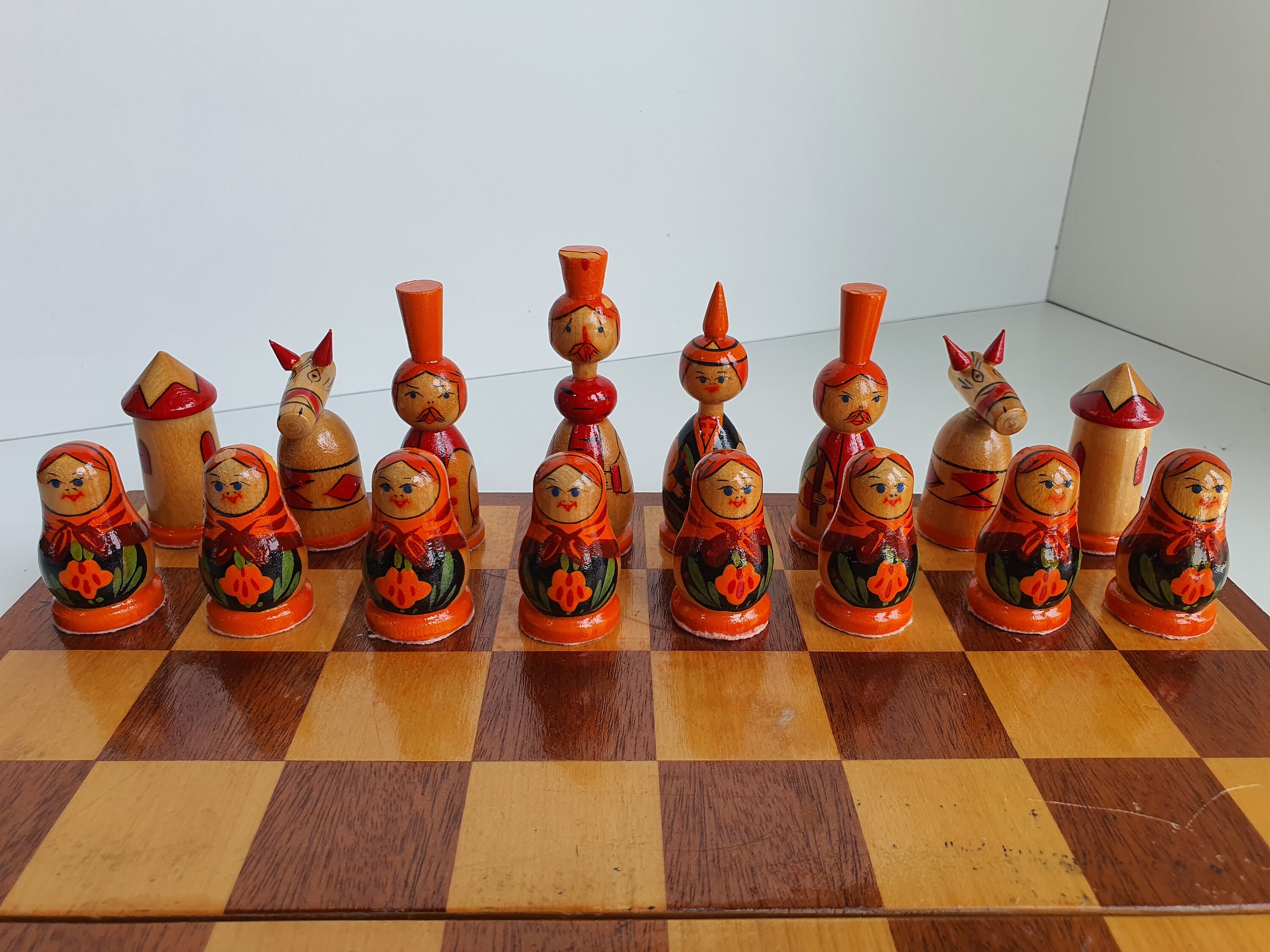 Wooden Unique Soviet Chess Matryoshka and the Entire Boyar's Army ...