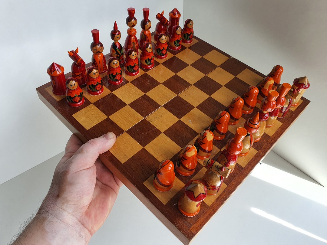 Wooden Unique Soviet Chess Matryoshka and the Entire Boyar's Army ...