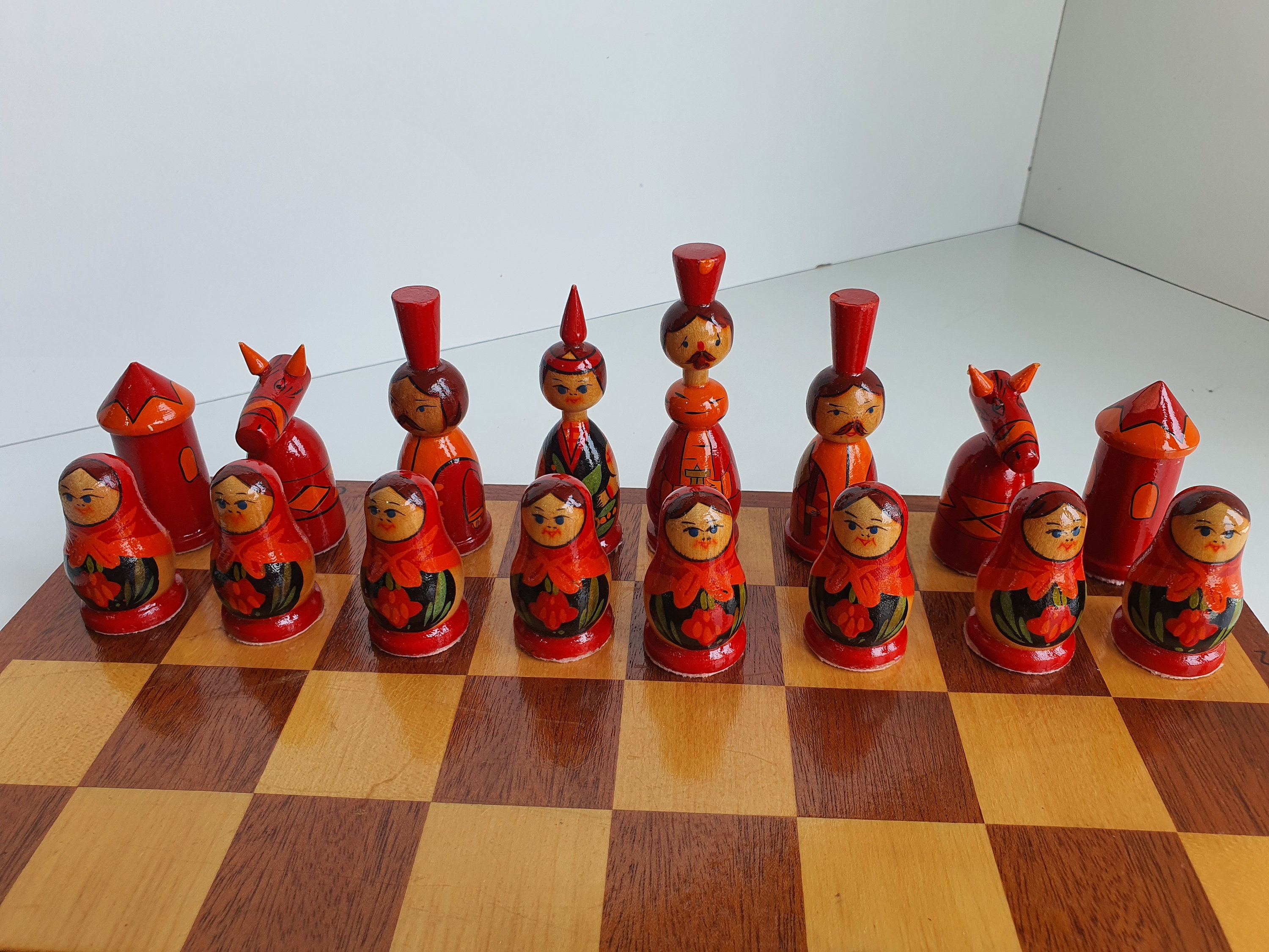 Wooden Unique Soviet Chess Matryoshka and the Entire Boyar's Army ...