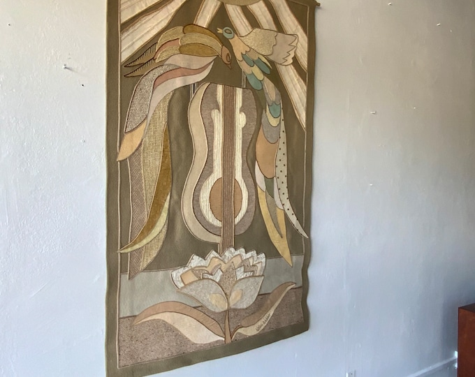 Helen Webber Fabric Collage Tapestry (possibly Lake of the Moon) 13/100 ...