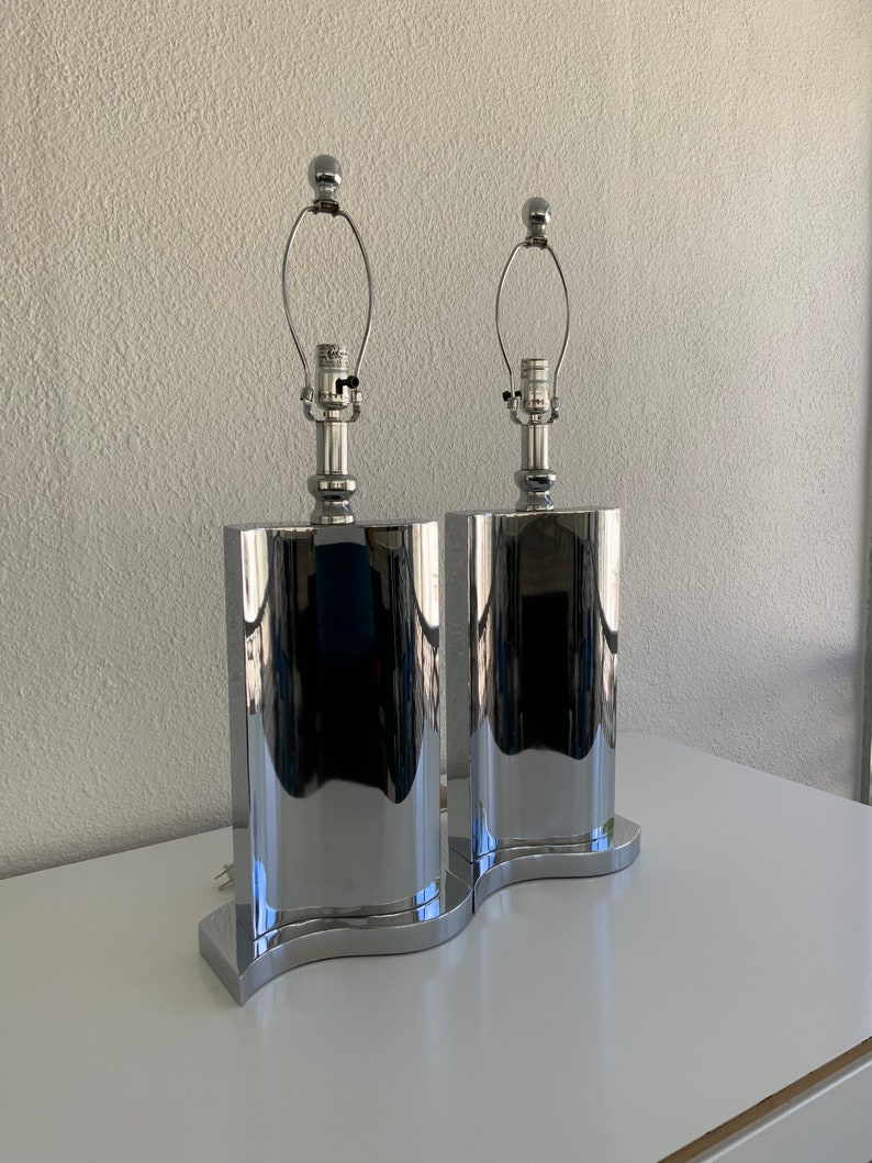Contemporary Mirrored Style Chrome Plated “S” Shape Table Lamps - Etsy