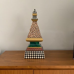 Obelisk Sculpture With Hand-painted Multi/patterns - Etsy