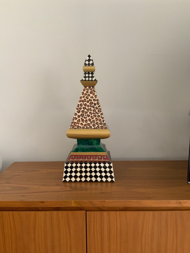 Obelisk Sculpture With Hand-painted Multi/patterns - Etsy