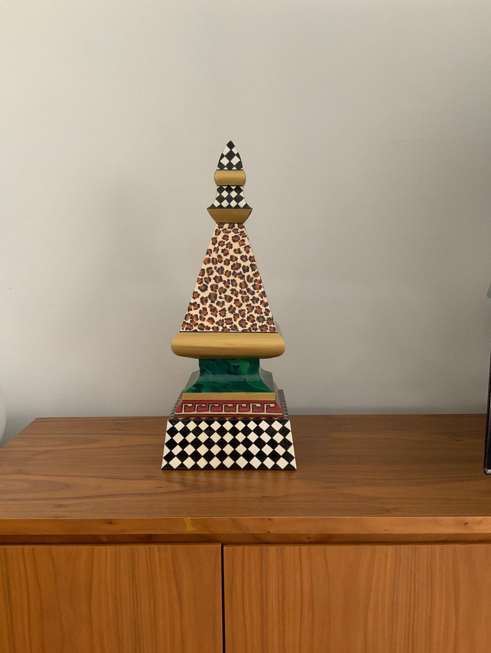 Obelisk Sculpture With Hand-painted Multi/patterns - Etsy