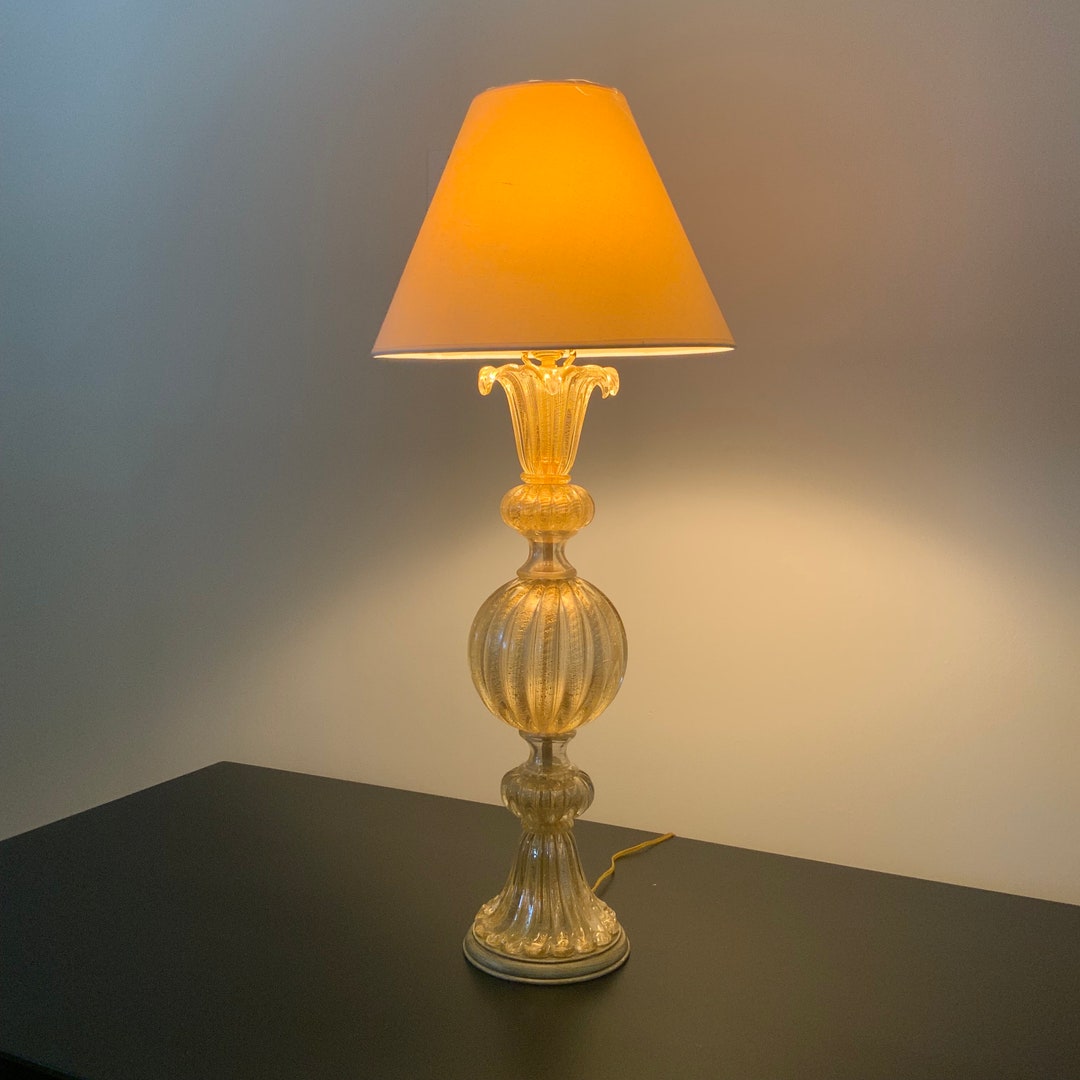 Barovier & Torso , 1960s Gold Flakes Infused Murano Glass Table Lamp ...
