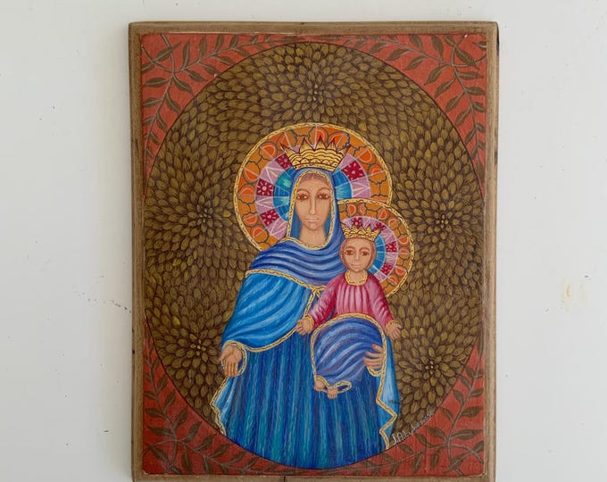 Jaj Luberisse, Haitian Artist “virgin and Child” Acrylic on Hardwood - Etsy
