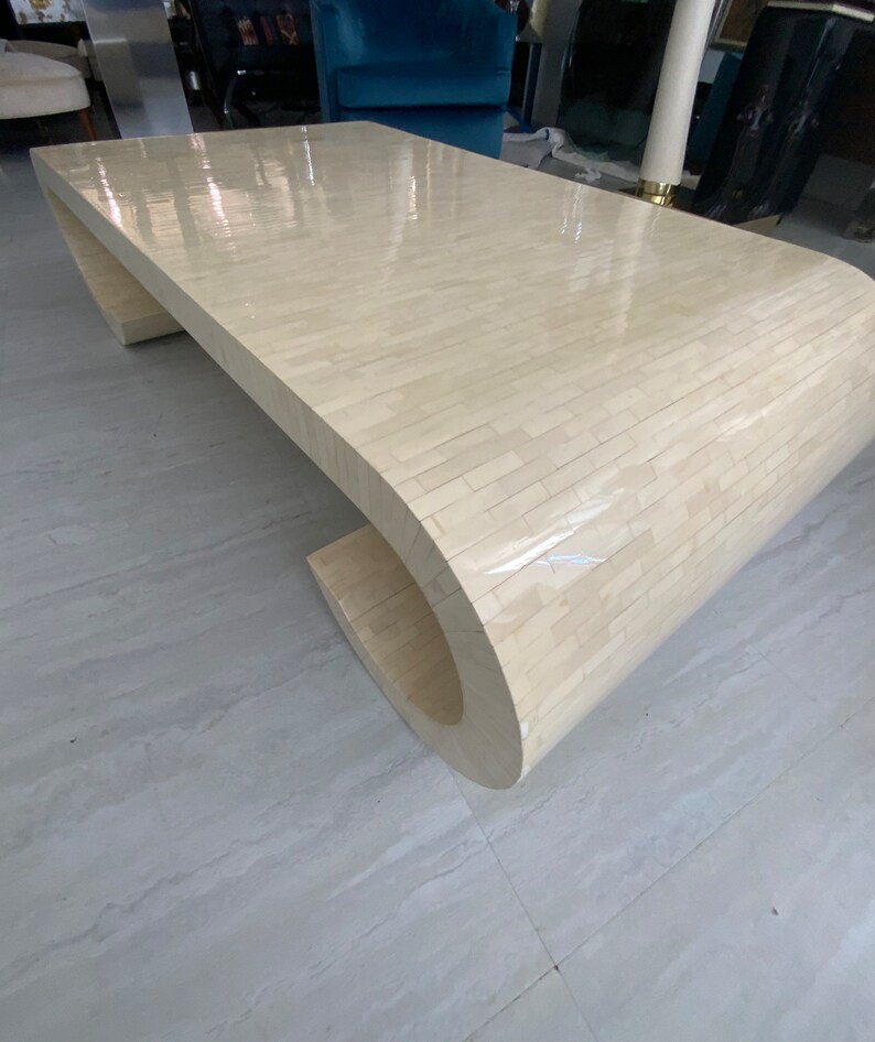 Enrique Garcel Scroll Tessellated Bone Inlay Cocktail Table - Etsy