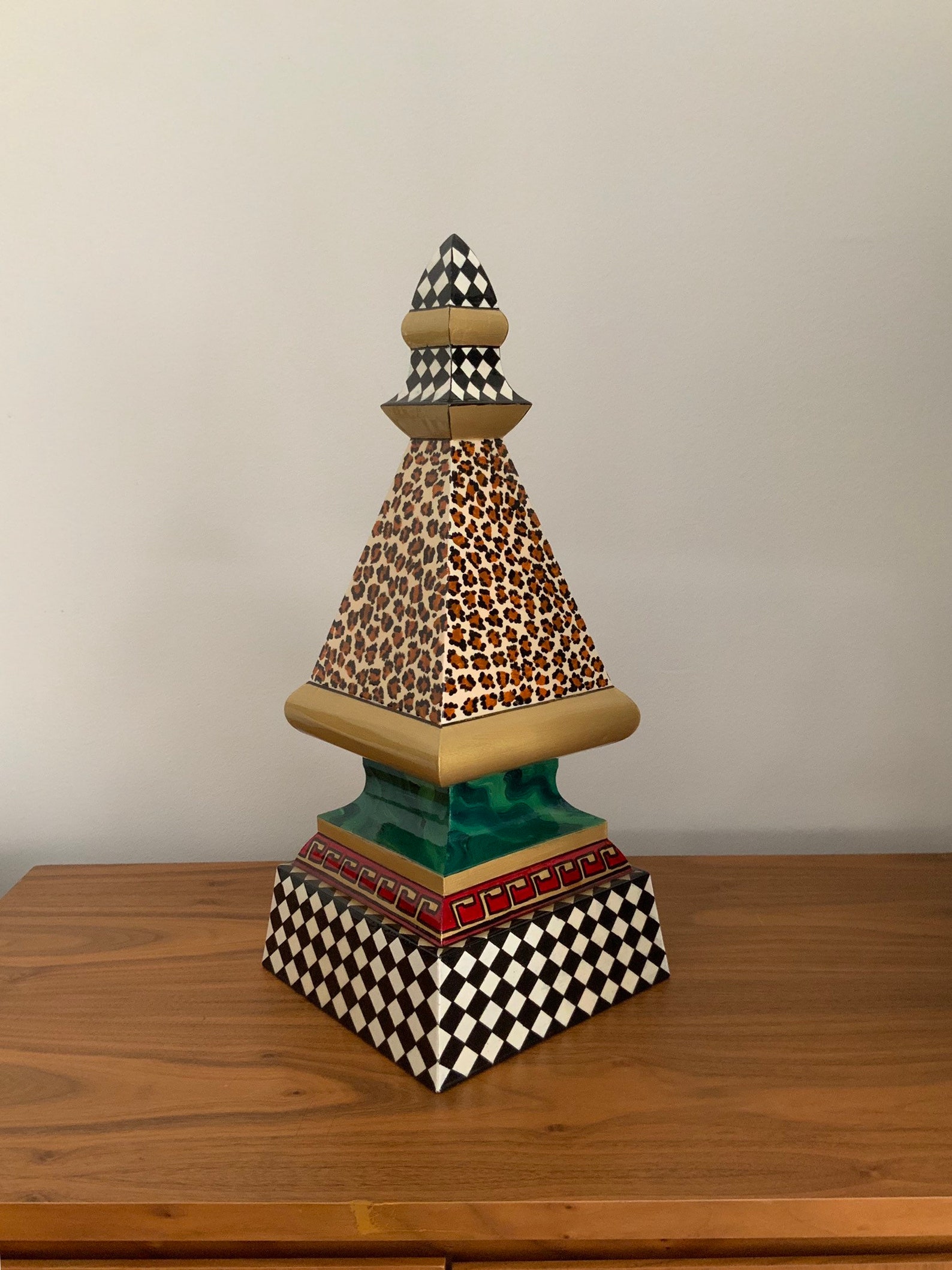 Obelisk Sculpture With Hand-painted Multi/patterns - Etsy