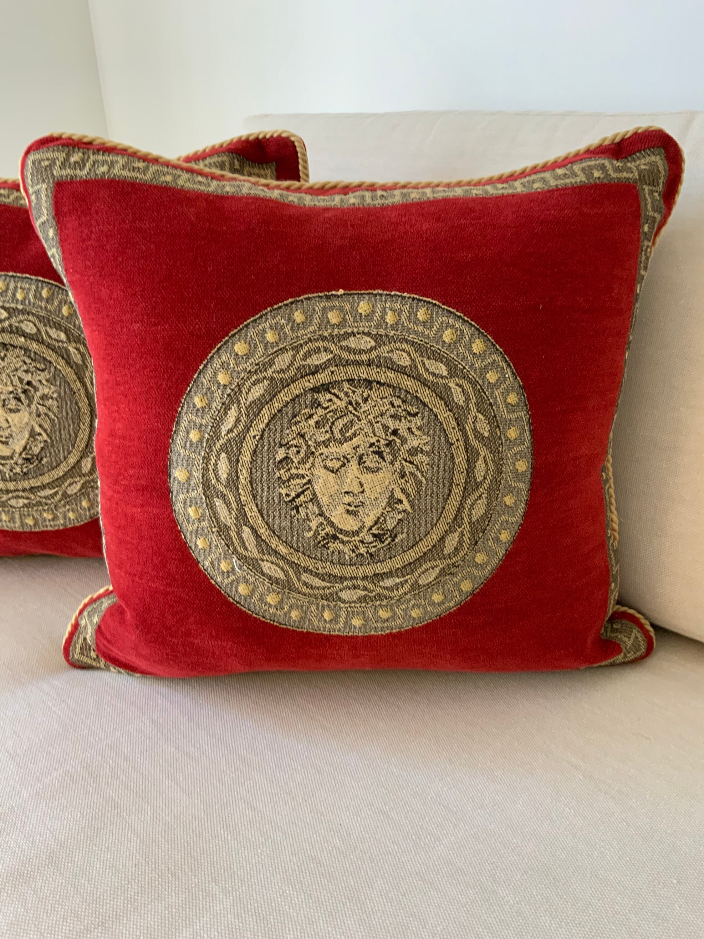 Pair of Versace Style Classic Medusa/greek Key Decorative Pillows - Etsy