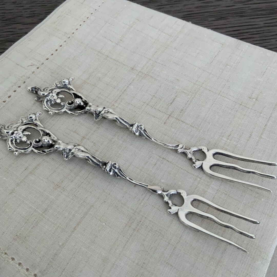 Set of 2 Antique Sterling Silver Cocktail/appetizers Forks - Etsy