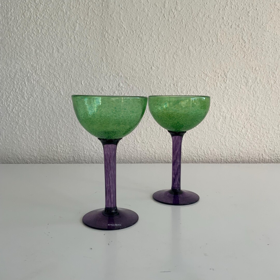 Set of Two Gunnel Sahlin Cup Glass Model 99116 for Kosta Boda, Sweden ...