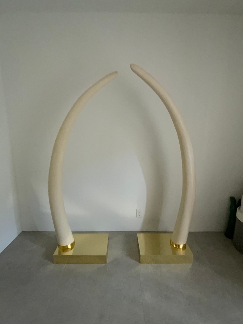 Free Standing Faux/ Fake Elephant Style Tusks on Brass Base - Etsy