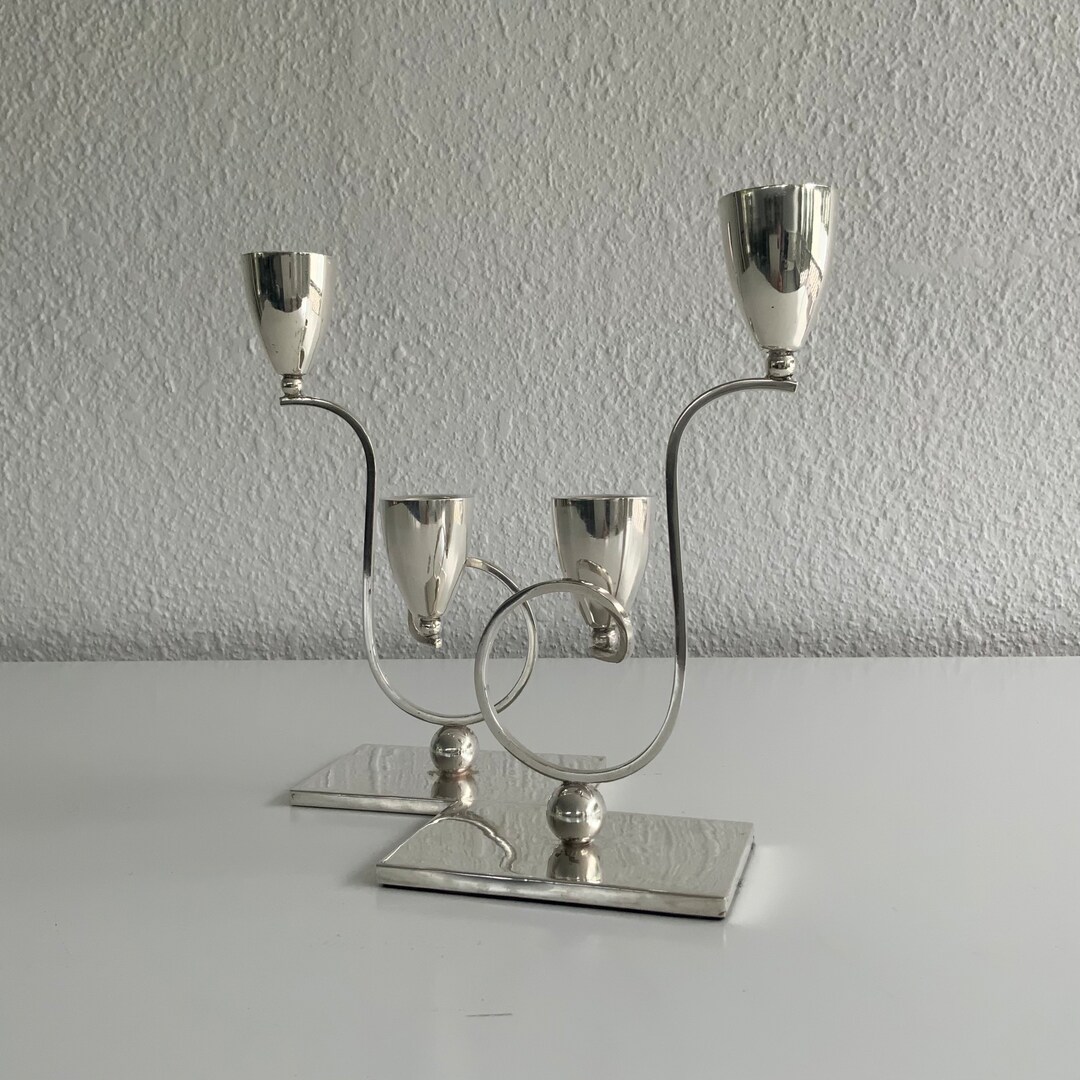 Mid Century Modern Sterling Silver Candle Holders Set , Mexico. - Etsy