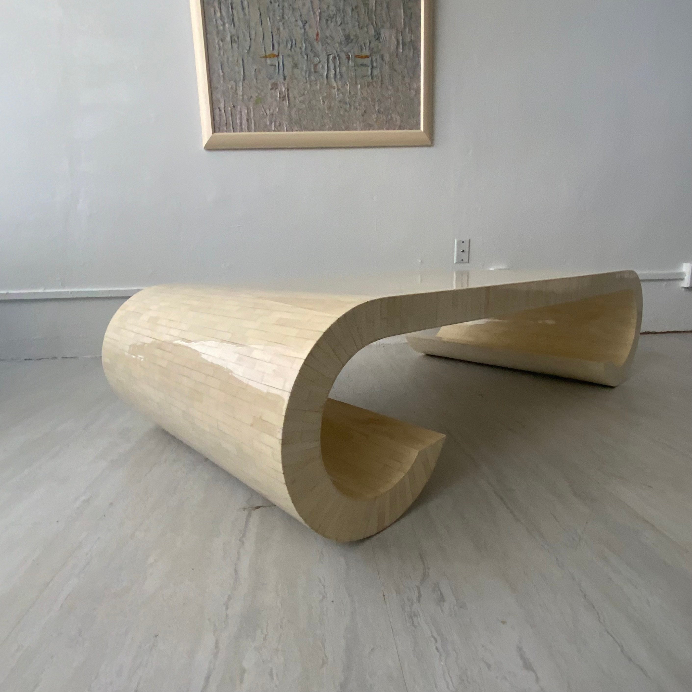 Enrique Garcel Scroll Tessellated Bone Inlay Cocktail Table - Etsy