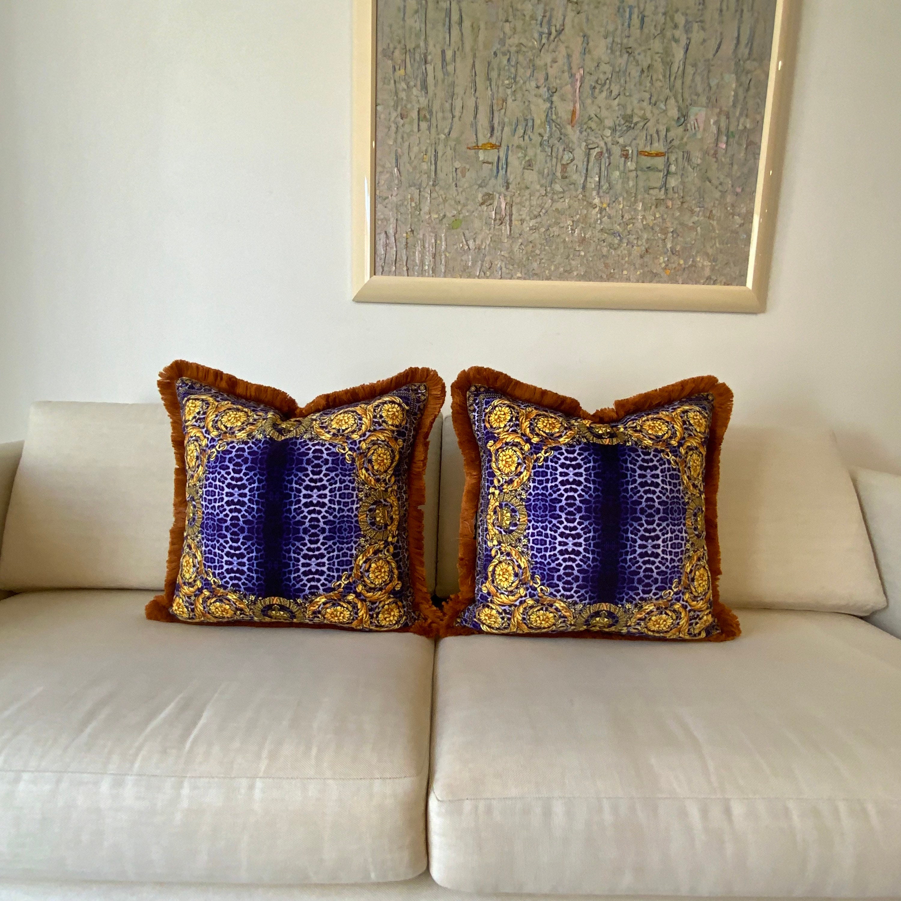 Pair of Versace Style Baroque Decorative Pillows - Etsy