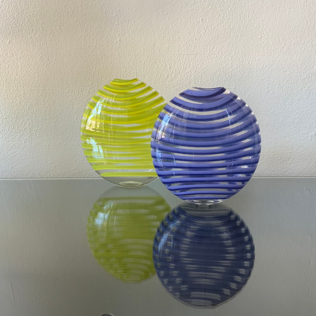 Set of 2 Tony Cray Snake Ranch Studio Art Glass Vases - Etsy