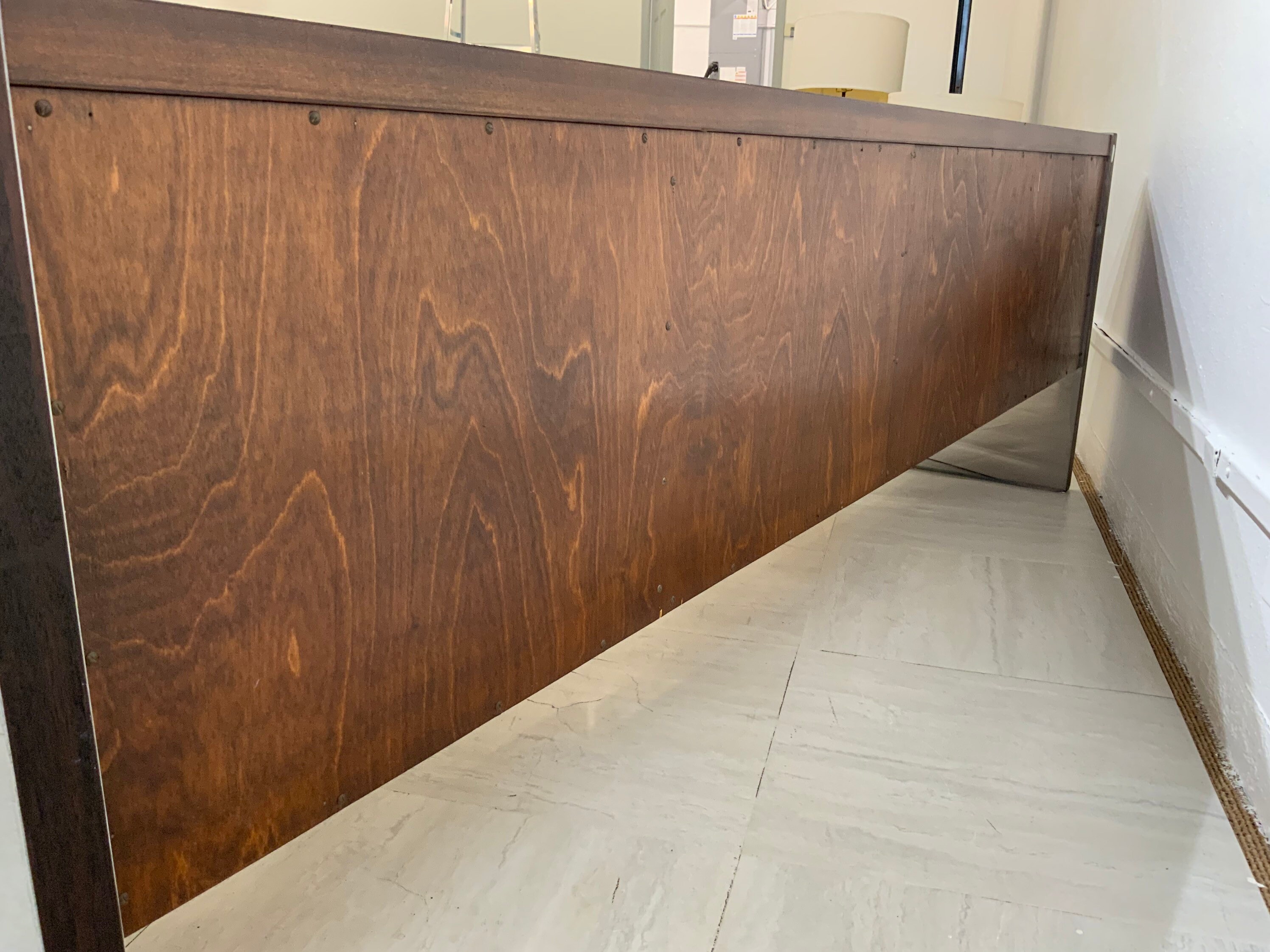 Roger Sprunger for Dunbar Rosewood and Polish Stainless Steel Credenza ...