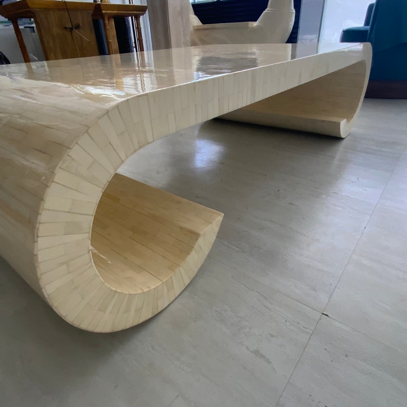 Enrique Garcel Scroll Tessellated Bone Inlay Cocktail Table - Etsy