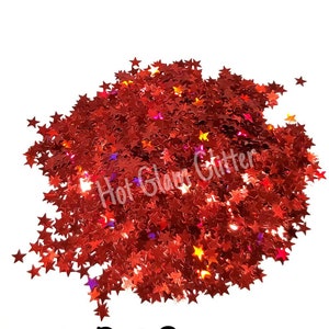 Red Stars || Star Glitter, Holographic Red Glitter, Red Glitter - Etsy