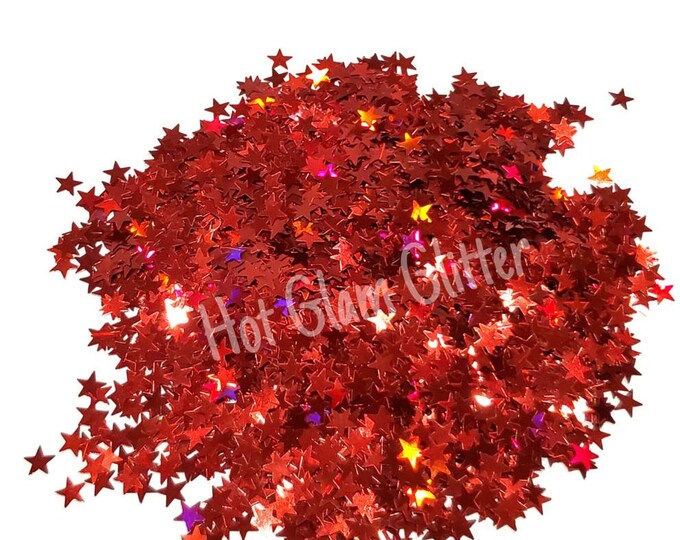 Red Stars || Star Glitter, Holographic Red Glitter, Red Glitter - Etsy