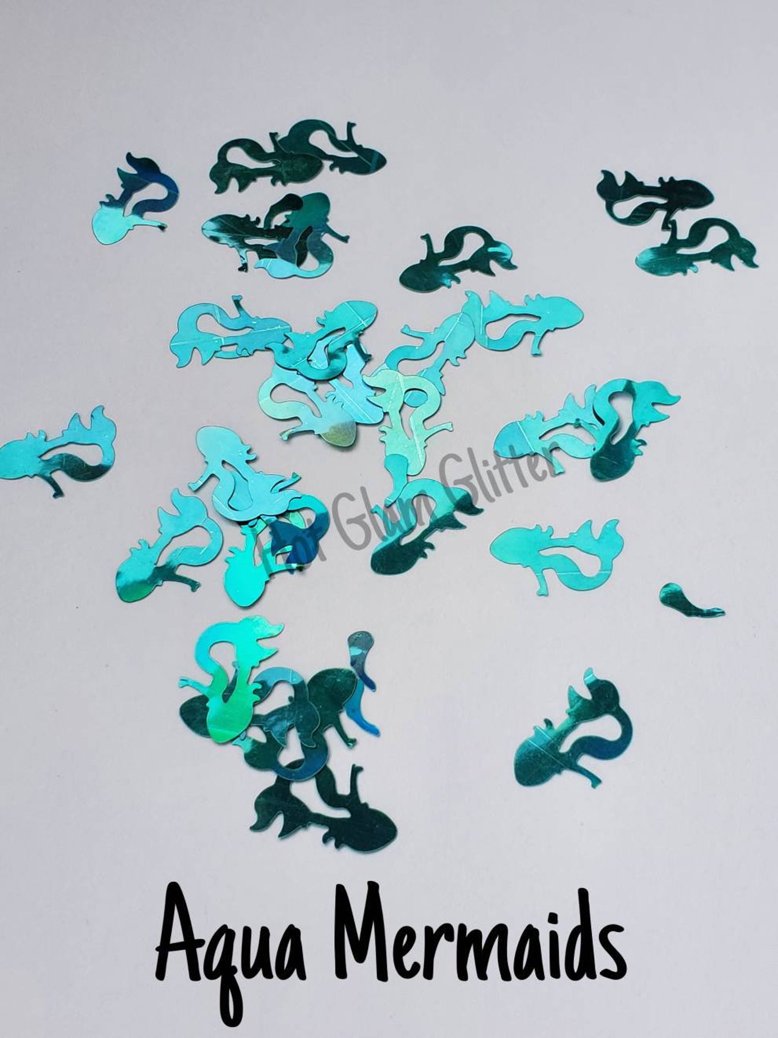 Aqua Mermaid Shapes Polyester Glitter Holographic Mermaid - Etsy