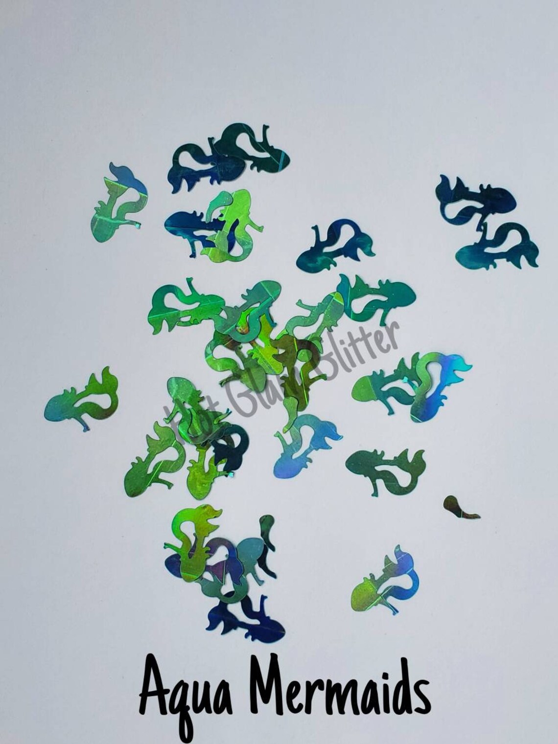 Aqua Mermaid Shapes Polyester Glitter Holographic Mermaid - Etsy