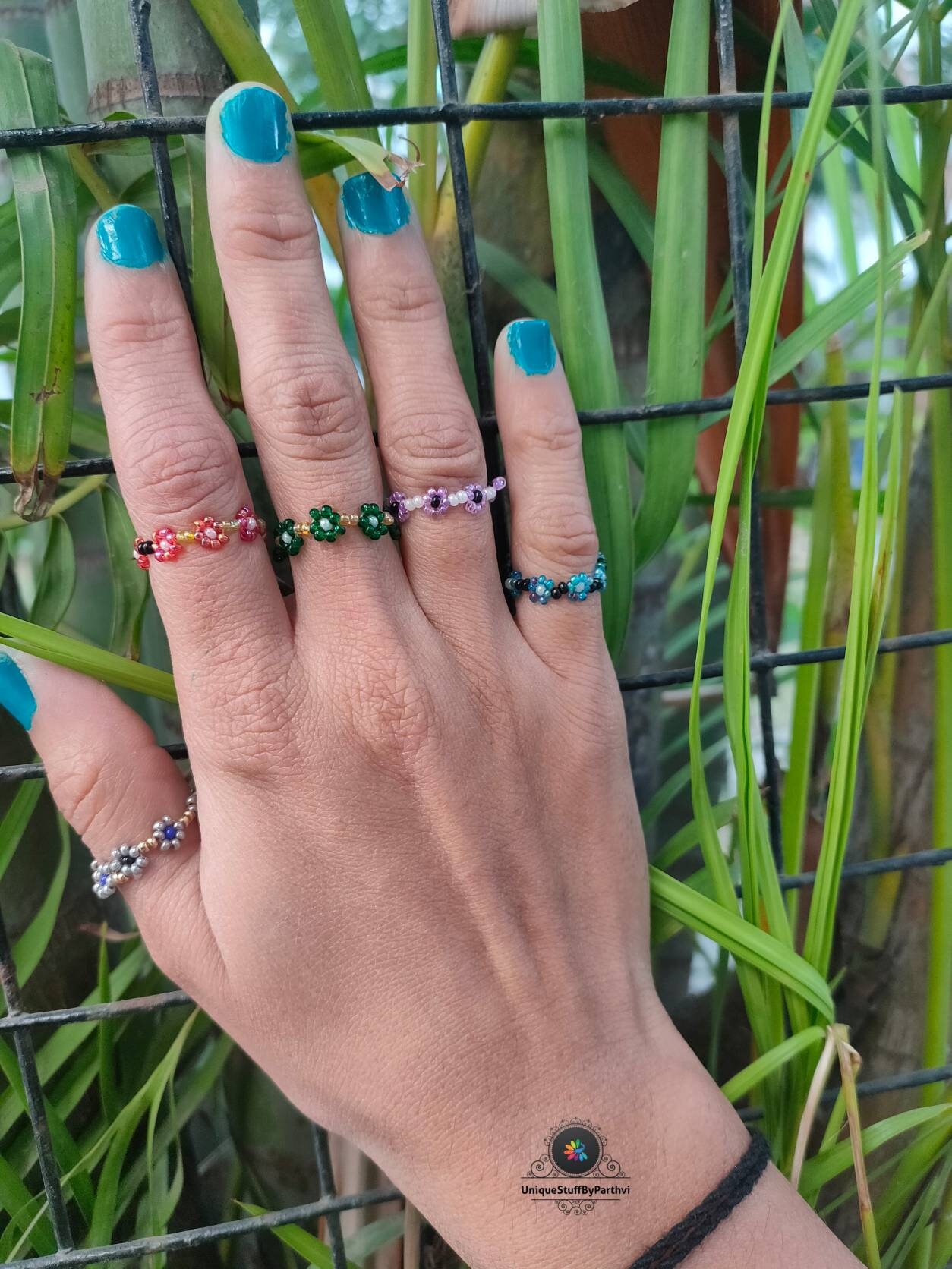 Beaded Daisy Flower Ring Daisy Bead Ring, Beach Jewelry, Seed Bead ...