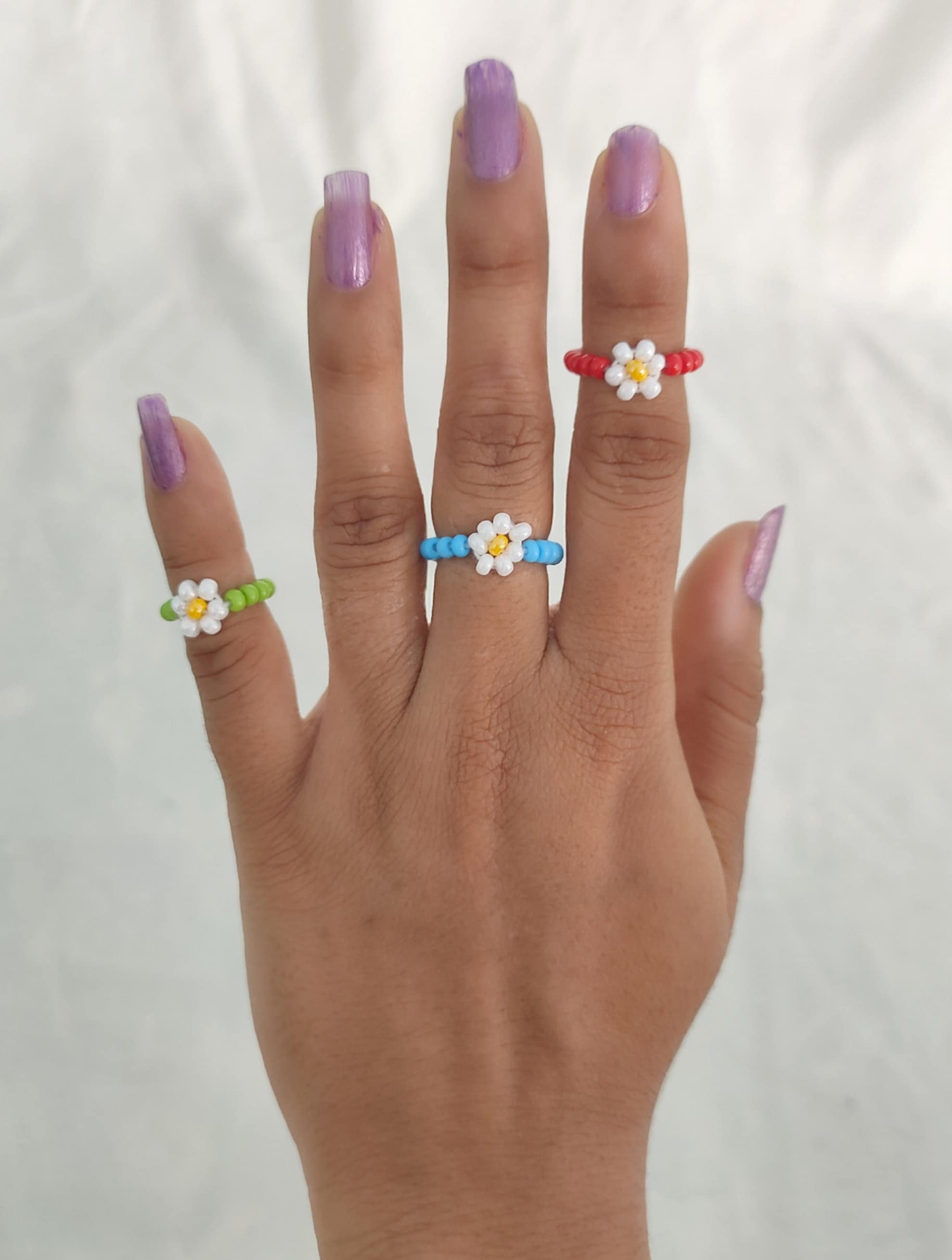Beaded Daisy Flower Ring Daisy Bead Ring Beach Jewelry - Etsy