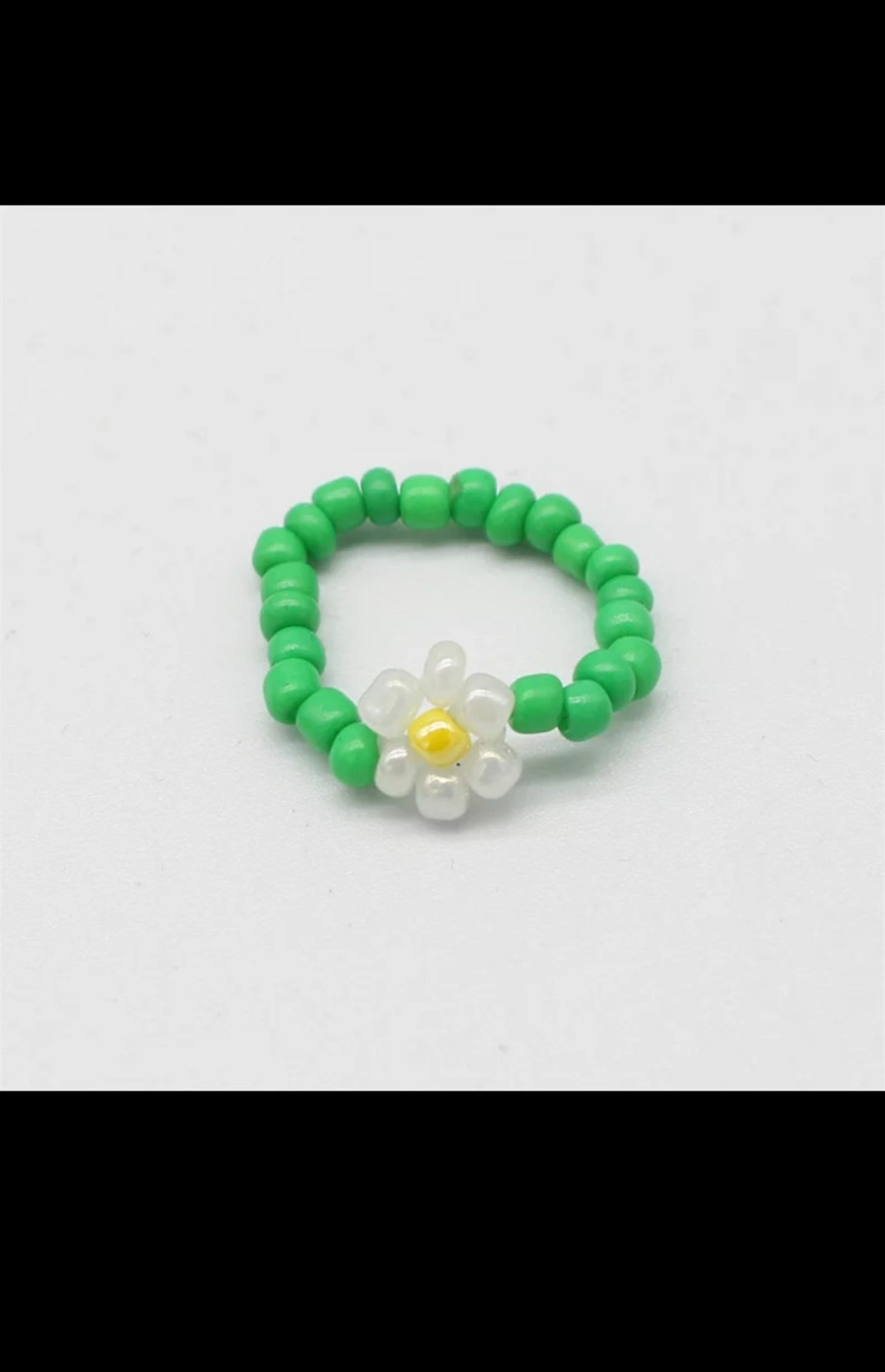 Beaded Daisy Flower Ring | Daisy Bead Ring, Beach Jewelry, Seed Bead ...
