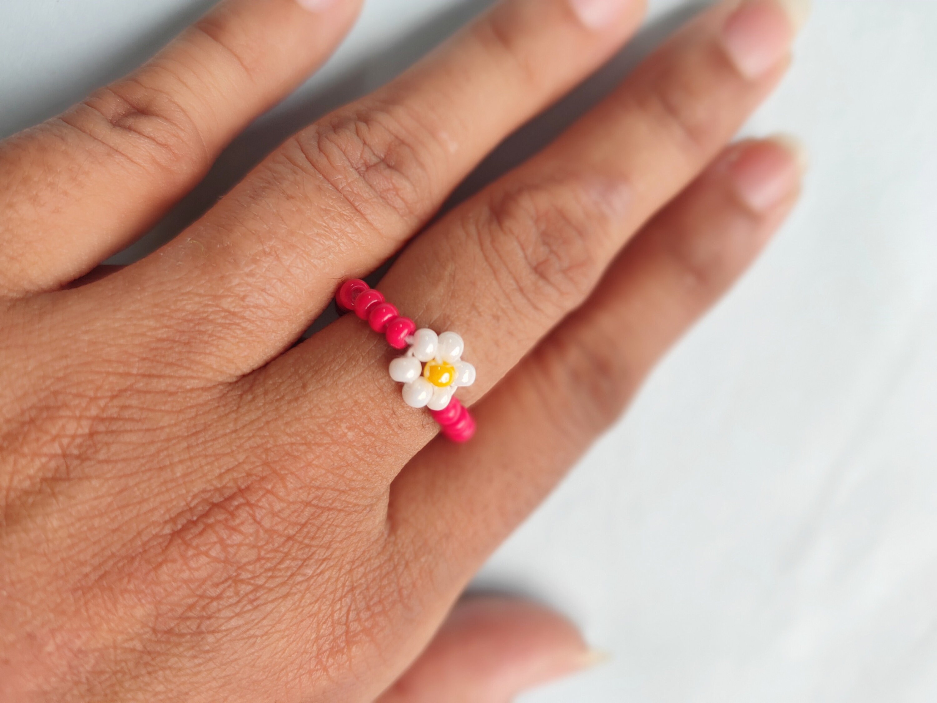 Beaded Daisy Flower Ring Daisy Bead Ring Beach Jewelry - Etsy