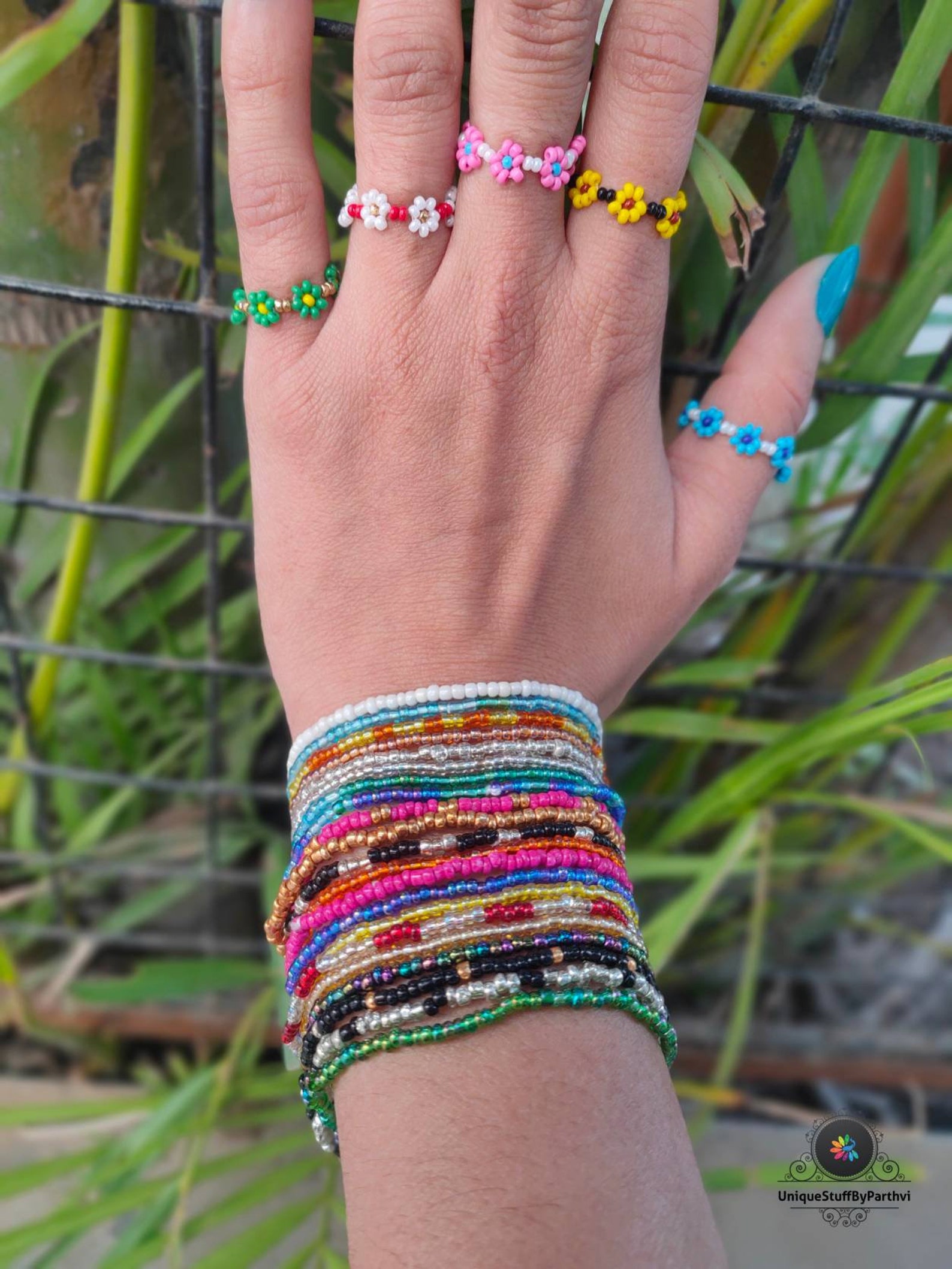Set Of 15 Braceletstrendy Seed Bead Bracelets Stack Of Etsy