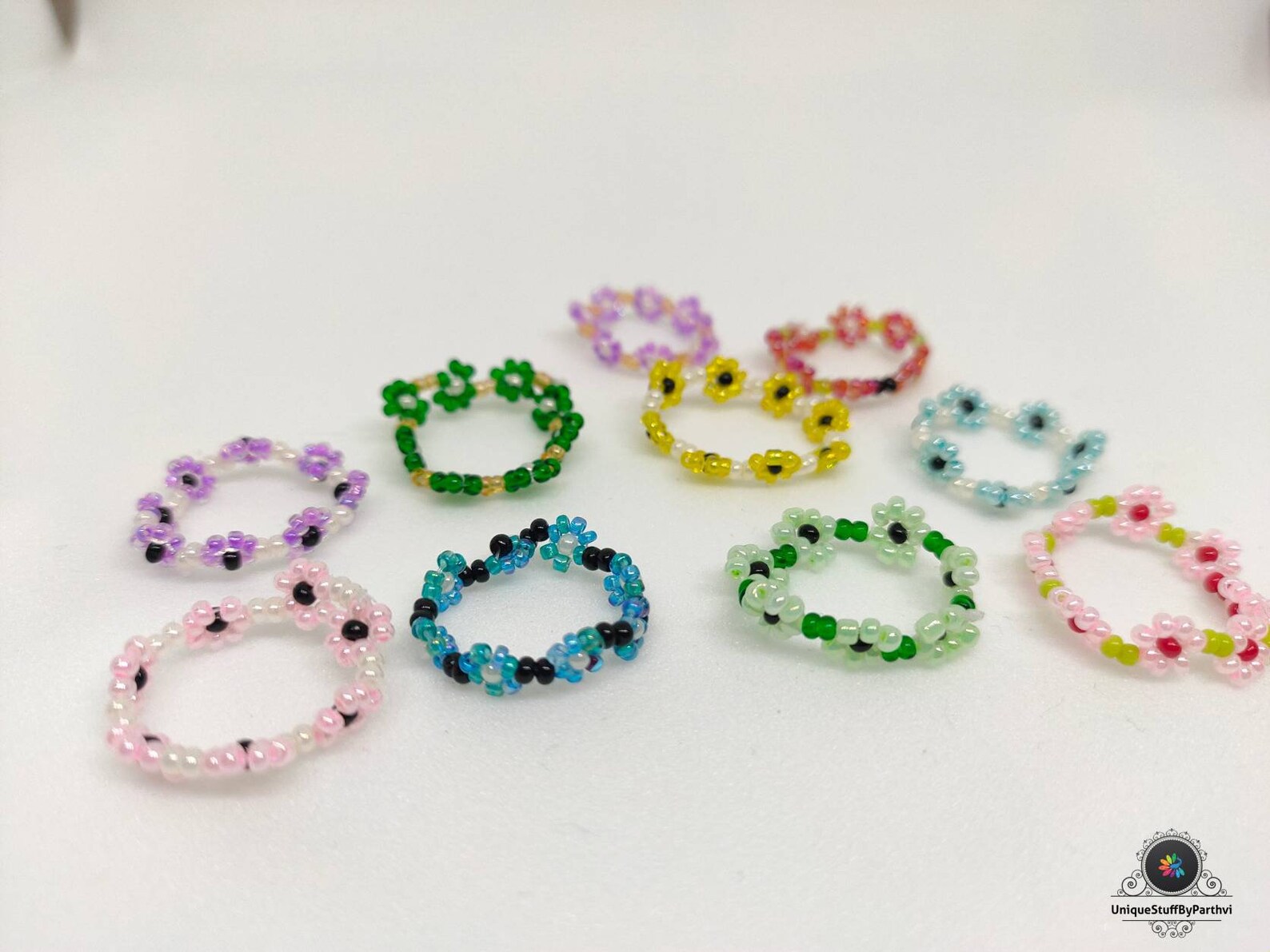 Beaded Daisy Flower Ring Daisy Bead Ring Beach Jewelry | Etsy
