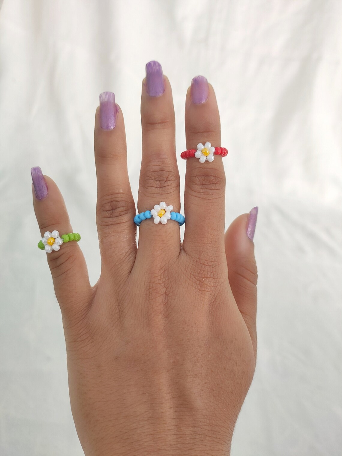 Beaded Daisy Flower Ring Daisy Bead Ring Beach Jewelry - Etsy