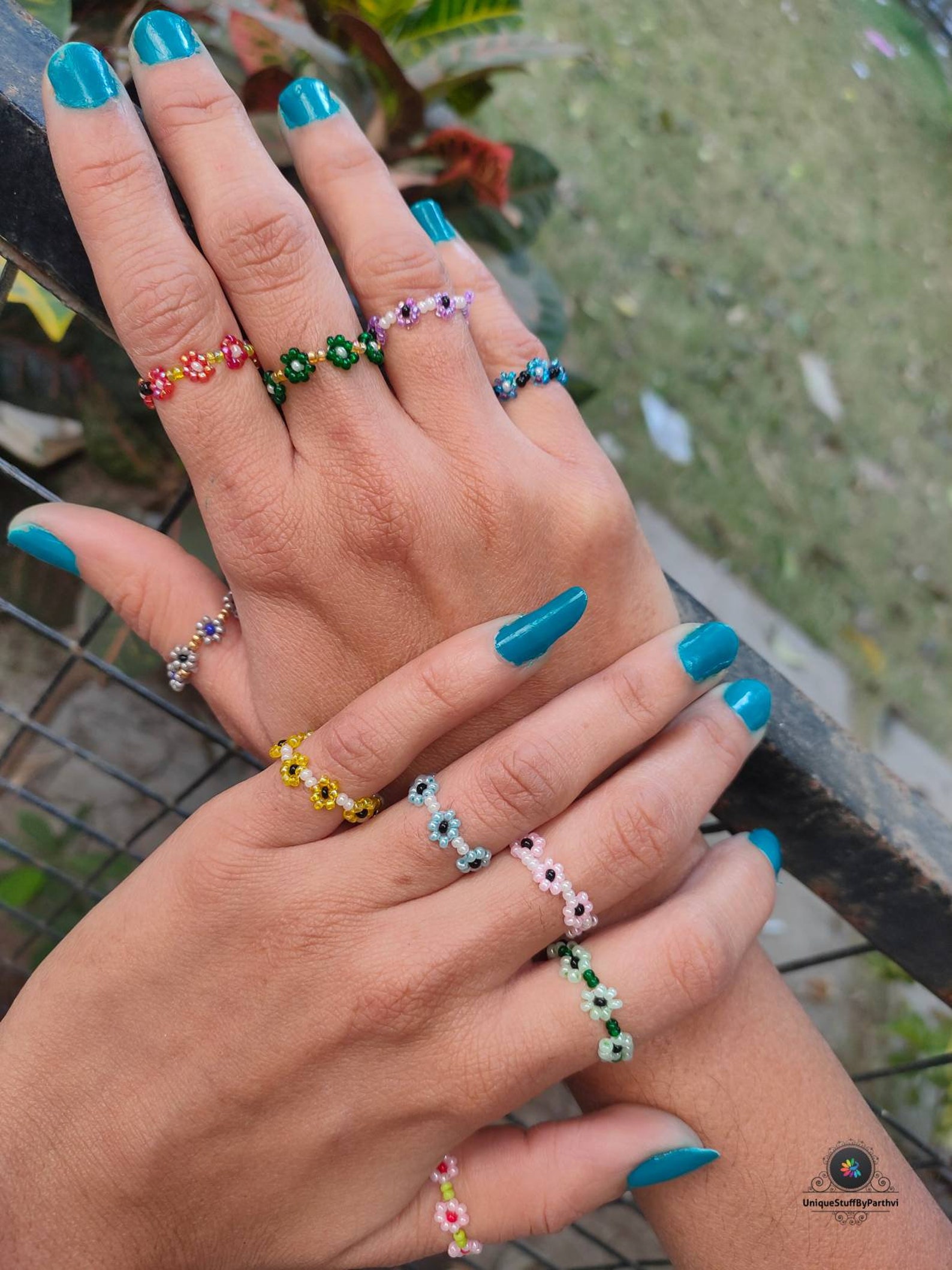 Beaded Daisy Flower Ring Daisy Bead Ring, Beach Jewelry, Seed Bead ...