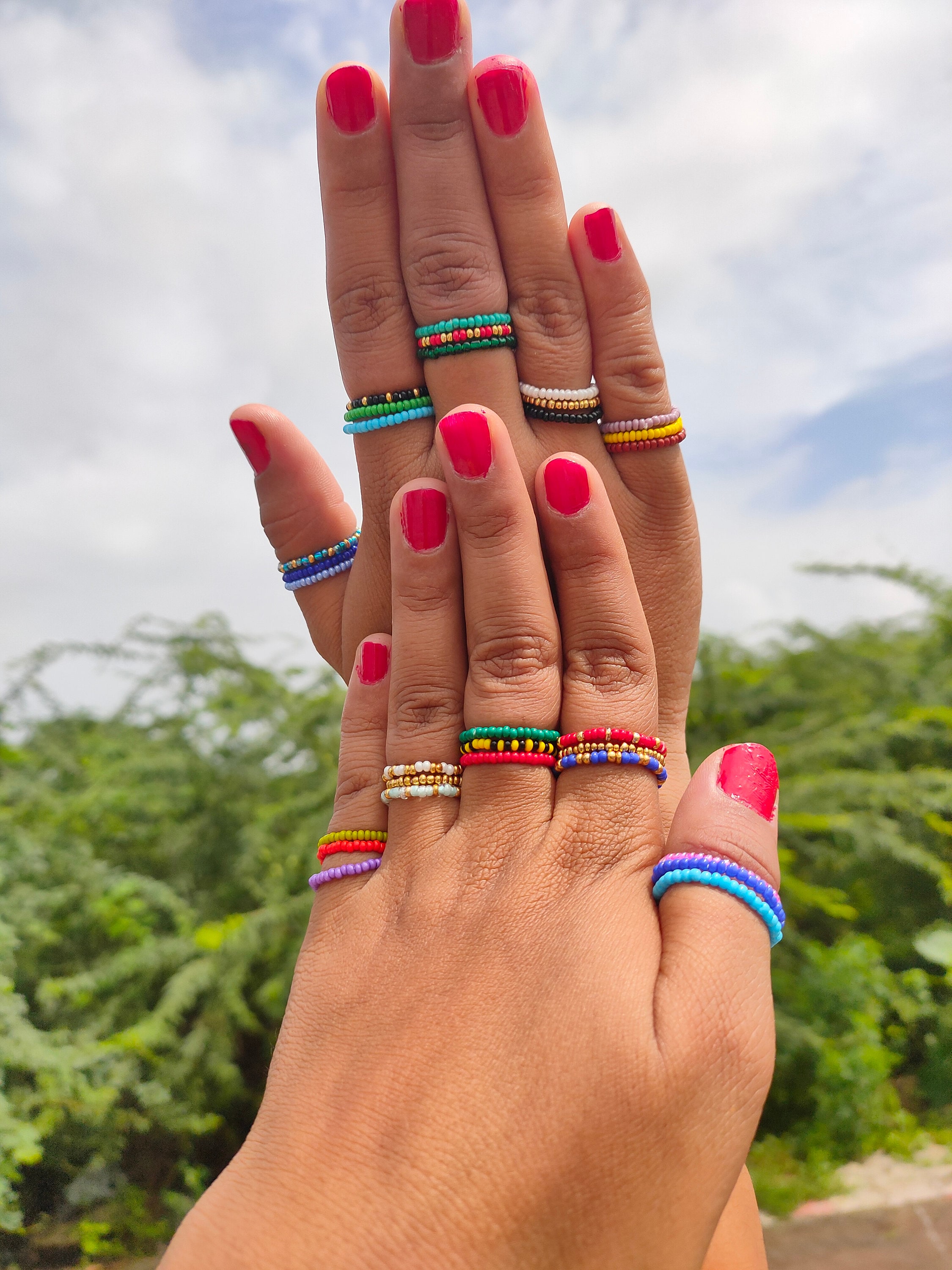 3 Beaded Ring | Colorful Seed Bead Rings | Vsco | Elastic Ring ...