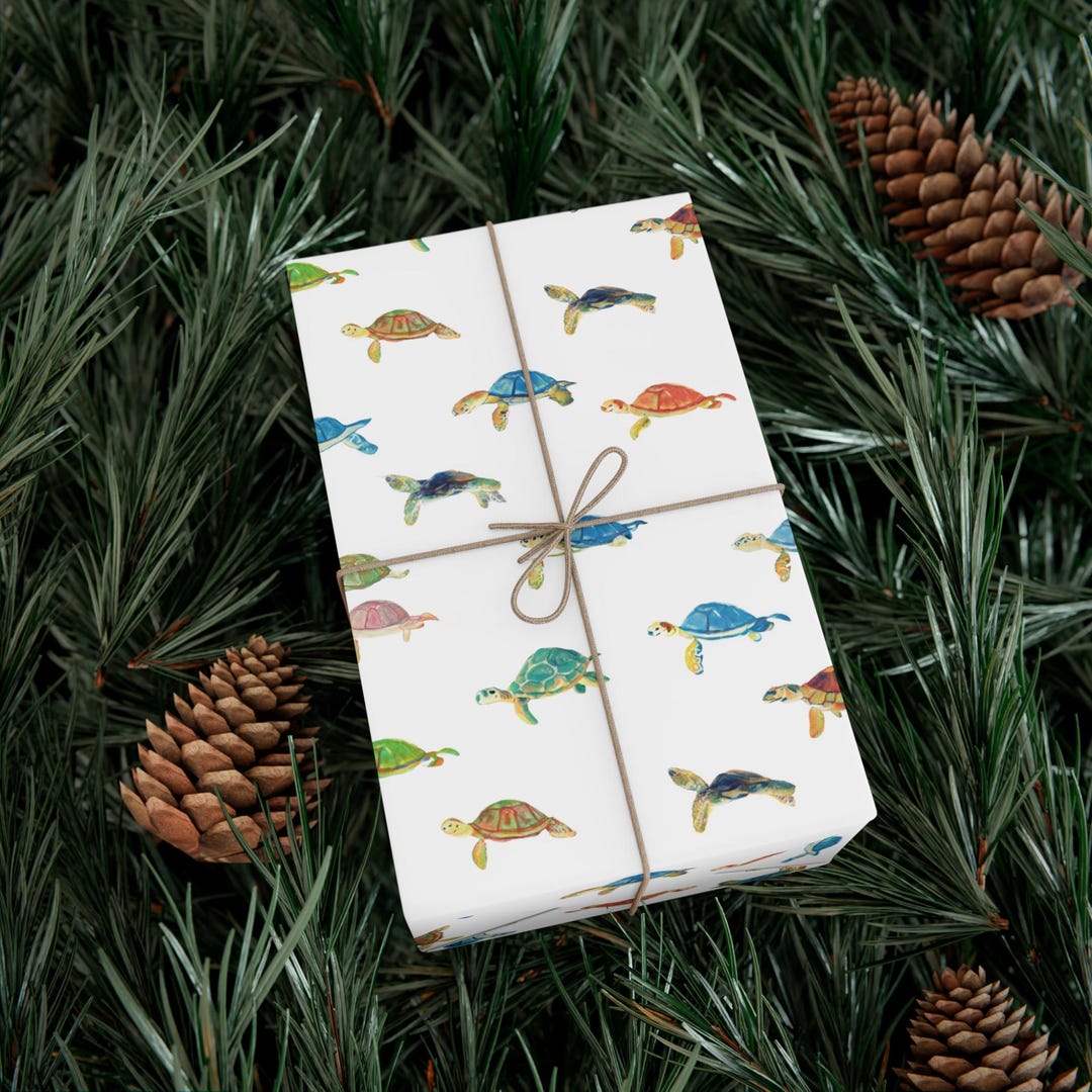 Turtle Gift Wrap Paper, Sea Turtle Wrapping Paper, Ocean Animal Lovers ...