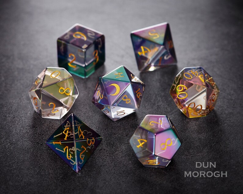 Dark Magic Glass DnD Dice Set Gemstone Dice Set Stone Dice Set | Etsy
