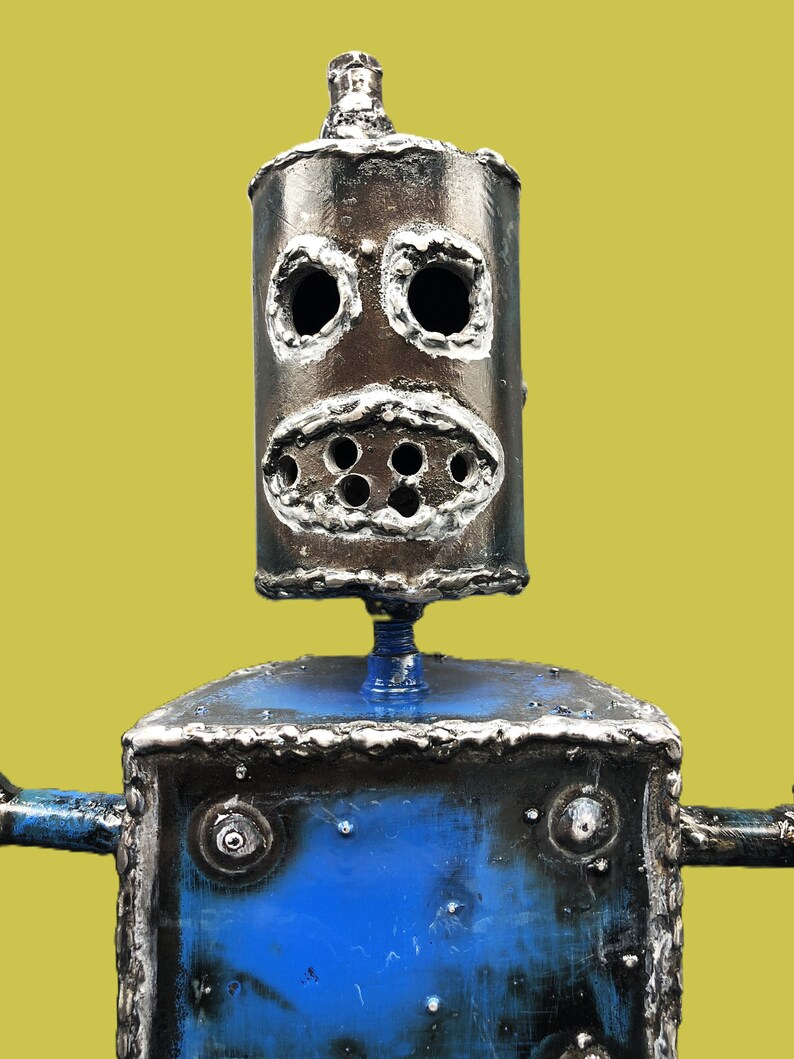 Robot Army Z 132, Welded Metal Robot Zombie Sculpture in Blue and ...