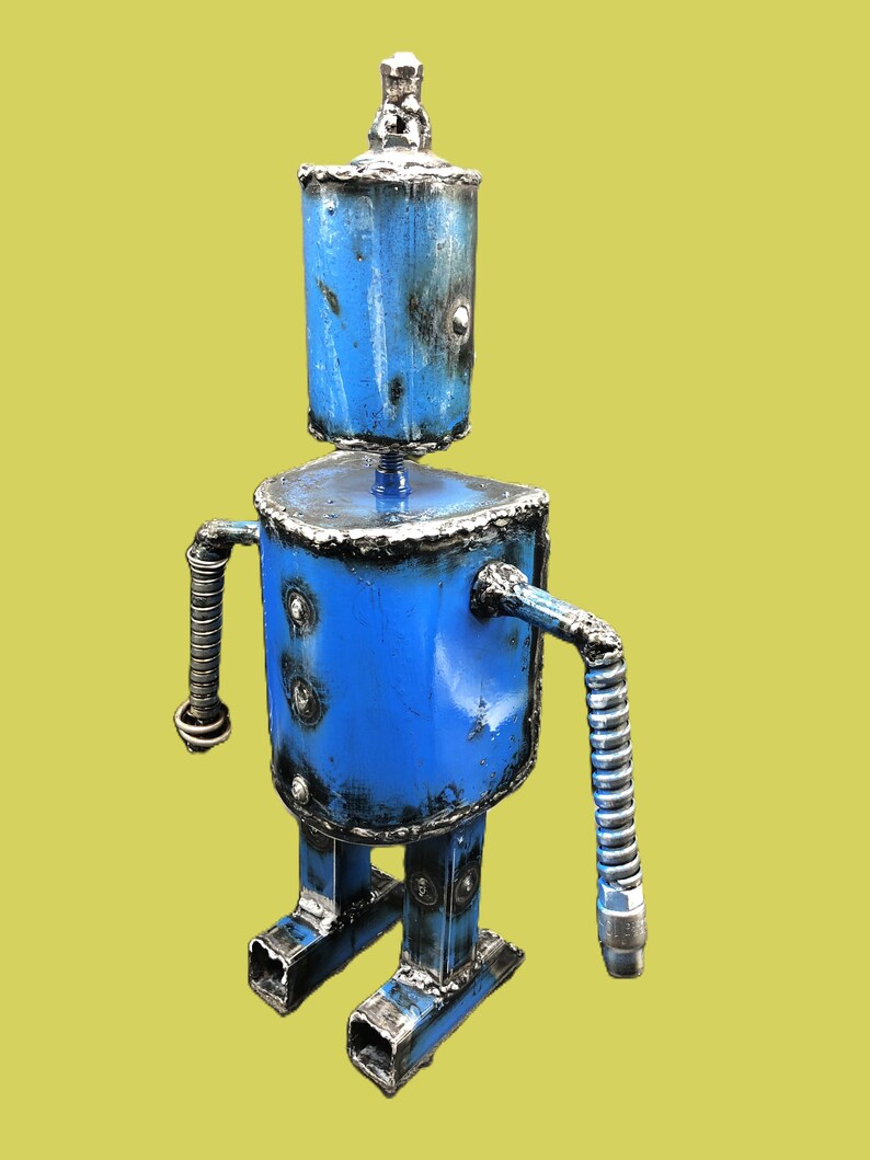 Welded Metal Robot Sculpture, Blue Zombie Artwork - Etsy