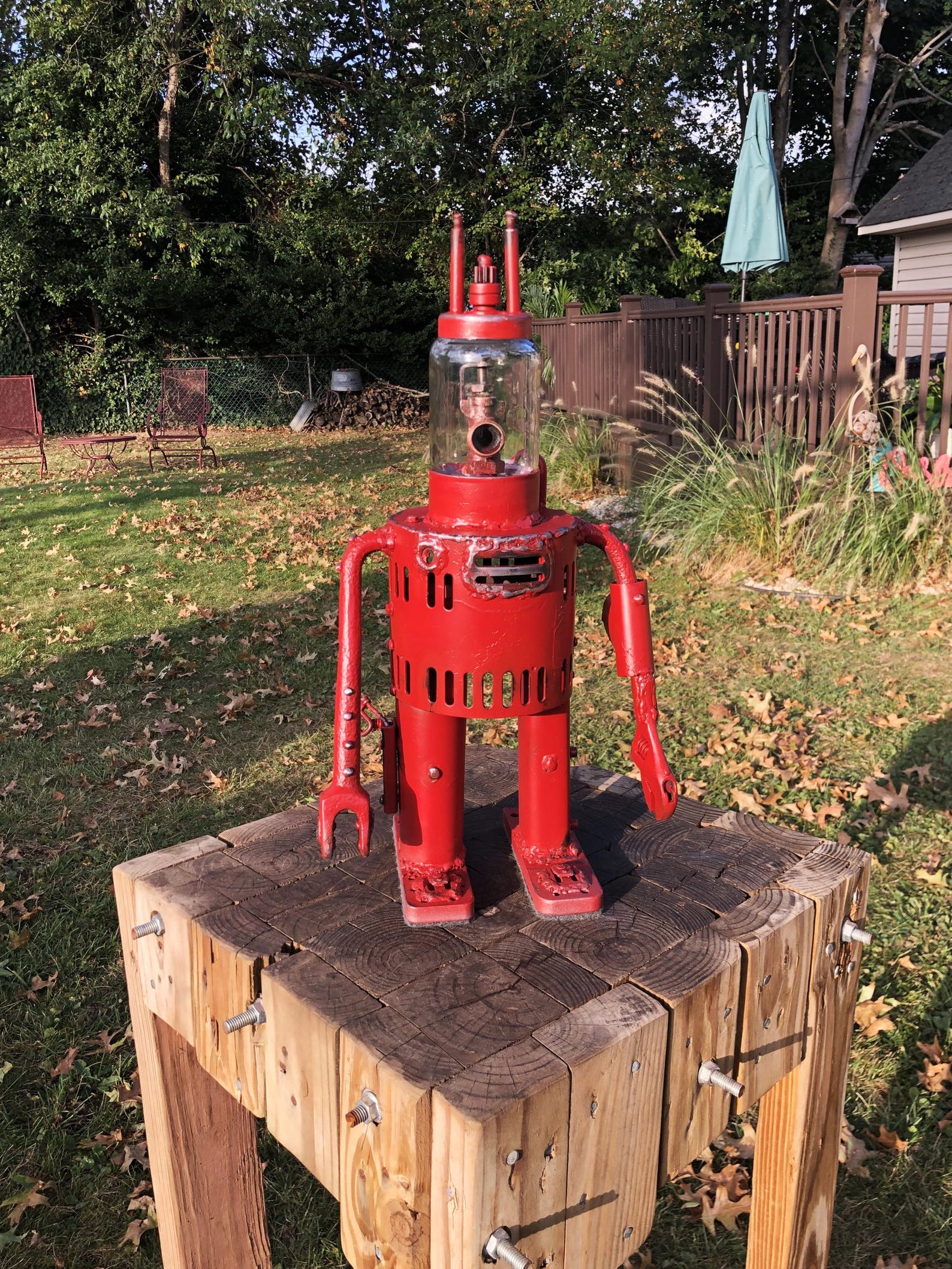 Scrap Metal Robot 148, A Red Robot With a Jar Head and Available for ...