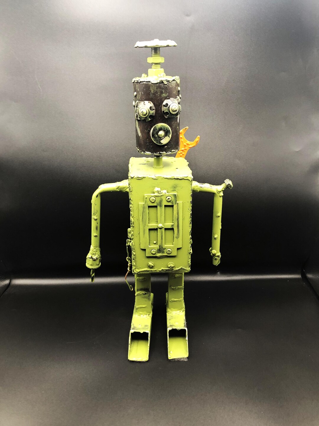 Army Green Metal Robot Sculpture: Industrial Welded Art - Etsy
