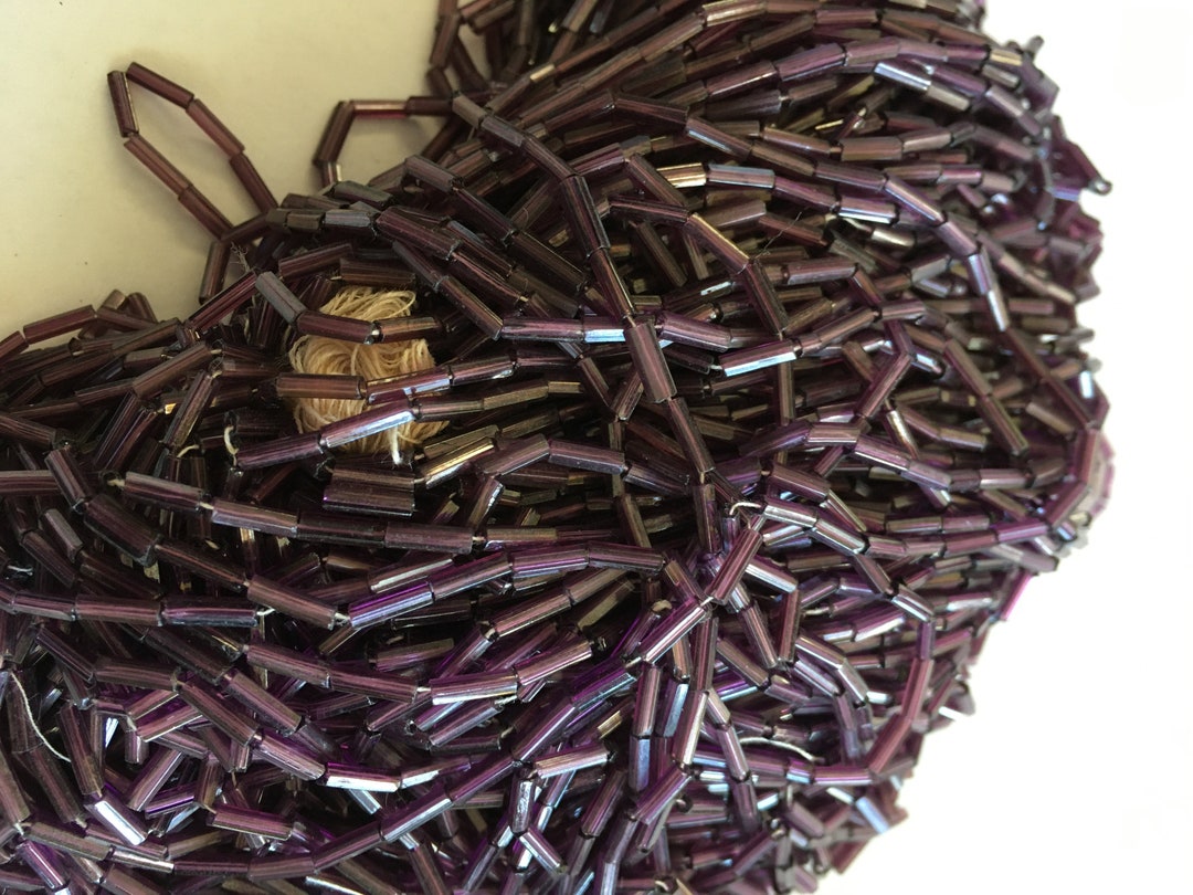 Vintage 4mm Plum Purple Round Bugle Beads - Etsy