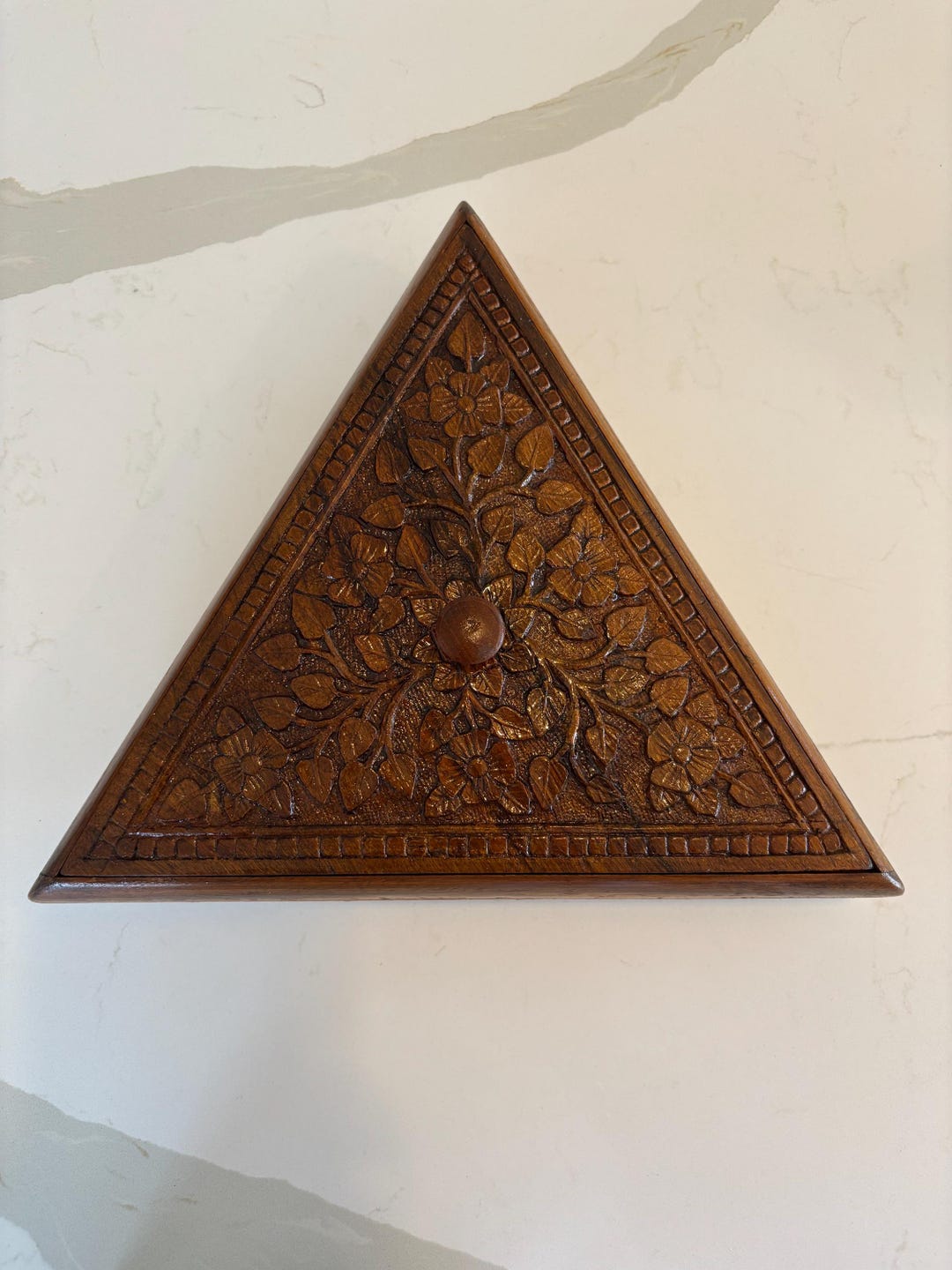 Amazing Vintage Wood Carved Triangle Triangular Lidded Box - Etsy