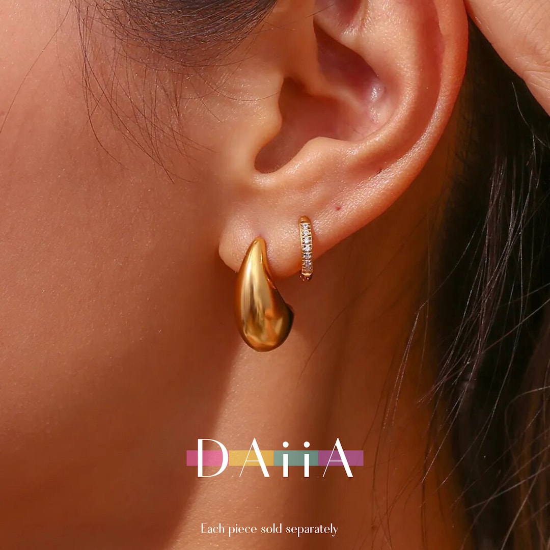 Teardrop Gold Earrings Designer Inspired 18k Plated Gold Drop Earrings ...