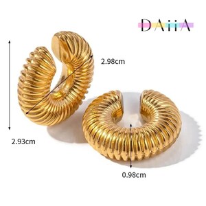 Chunky Ear Cuff Earrings 18k Gold Plated Textured Tube Ear Cuffs ...