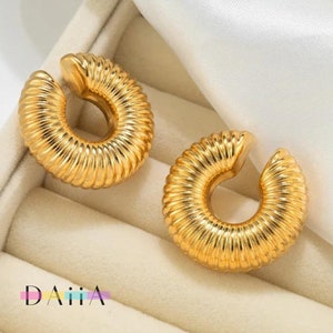 Chunky Ear Cuff Earrings 18k Gold Plated Textured Tube Ear Cuffs ...