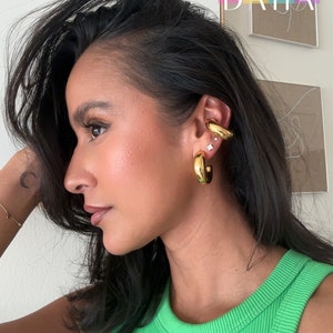 Chunky Ear Cuff Earrings 18k Gold Plated & Silver Tube Ear Cuffs ...