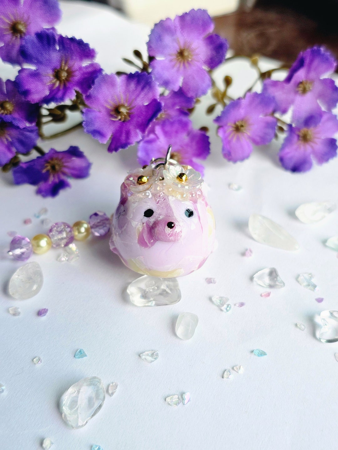 Purple and Yellow Marble Pig Animal Polymer Clay Keychain - Etsy